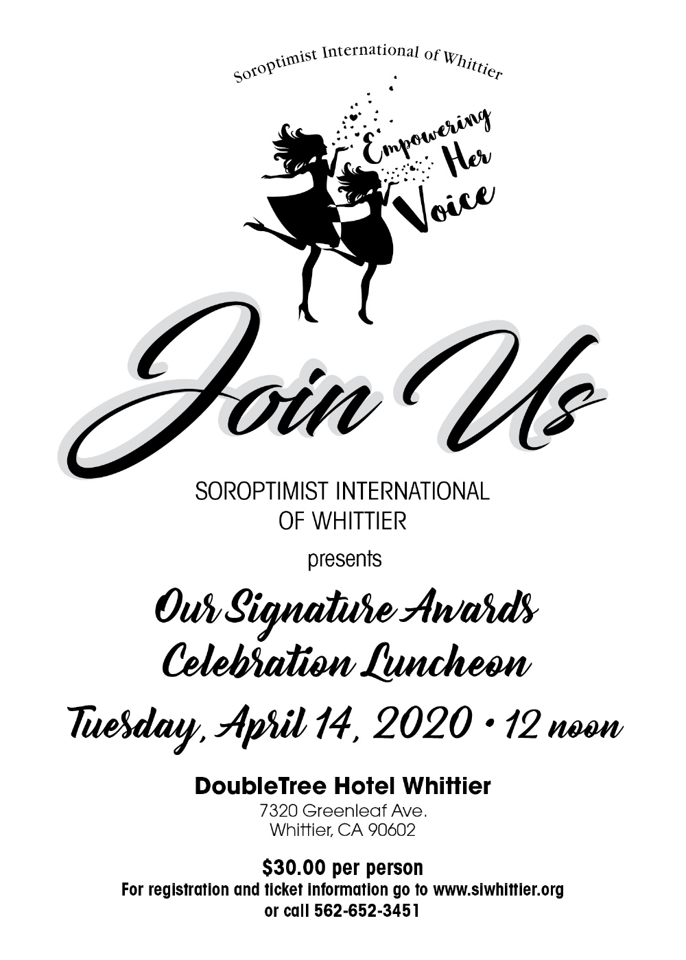 SIW Signature Award Luncheon Invite 2020 - Whittier Soroptimist